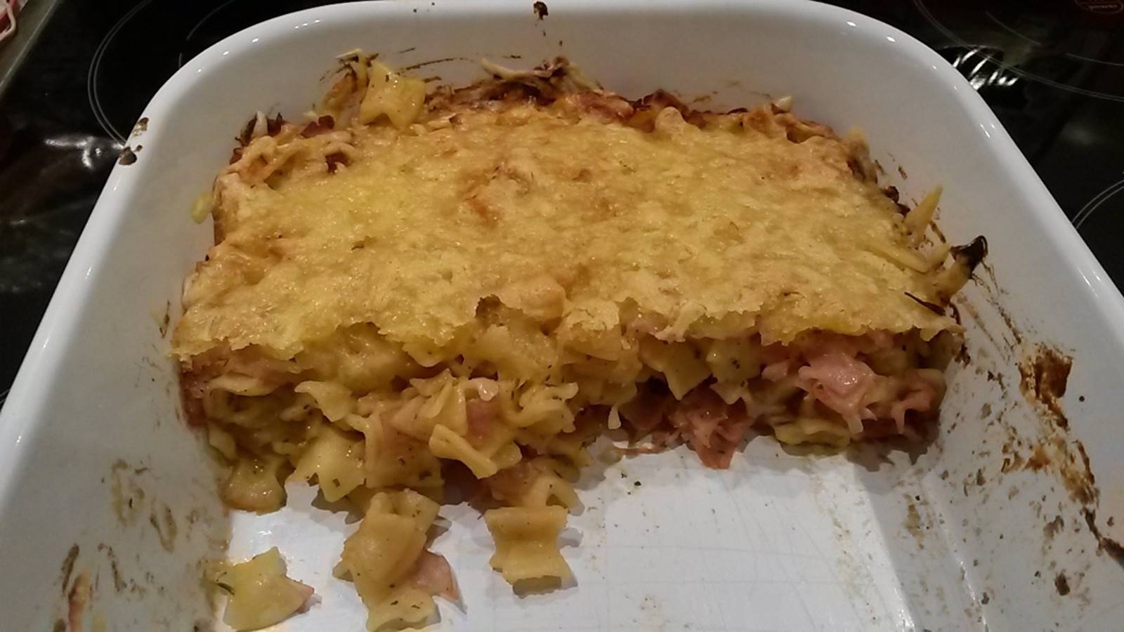 Überbackene Schinkenfleckerl Rezept - ichkoche.de