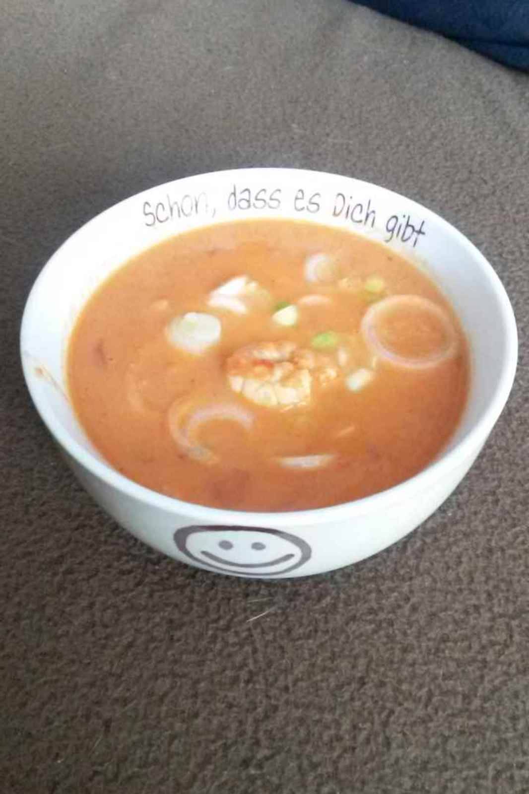 Tomatensuppe Mit Kokosmilch Und Marinierten Garnelen Rezept Ichkoche At