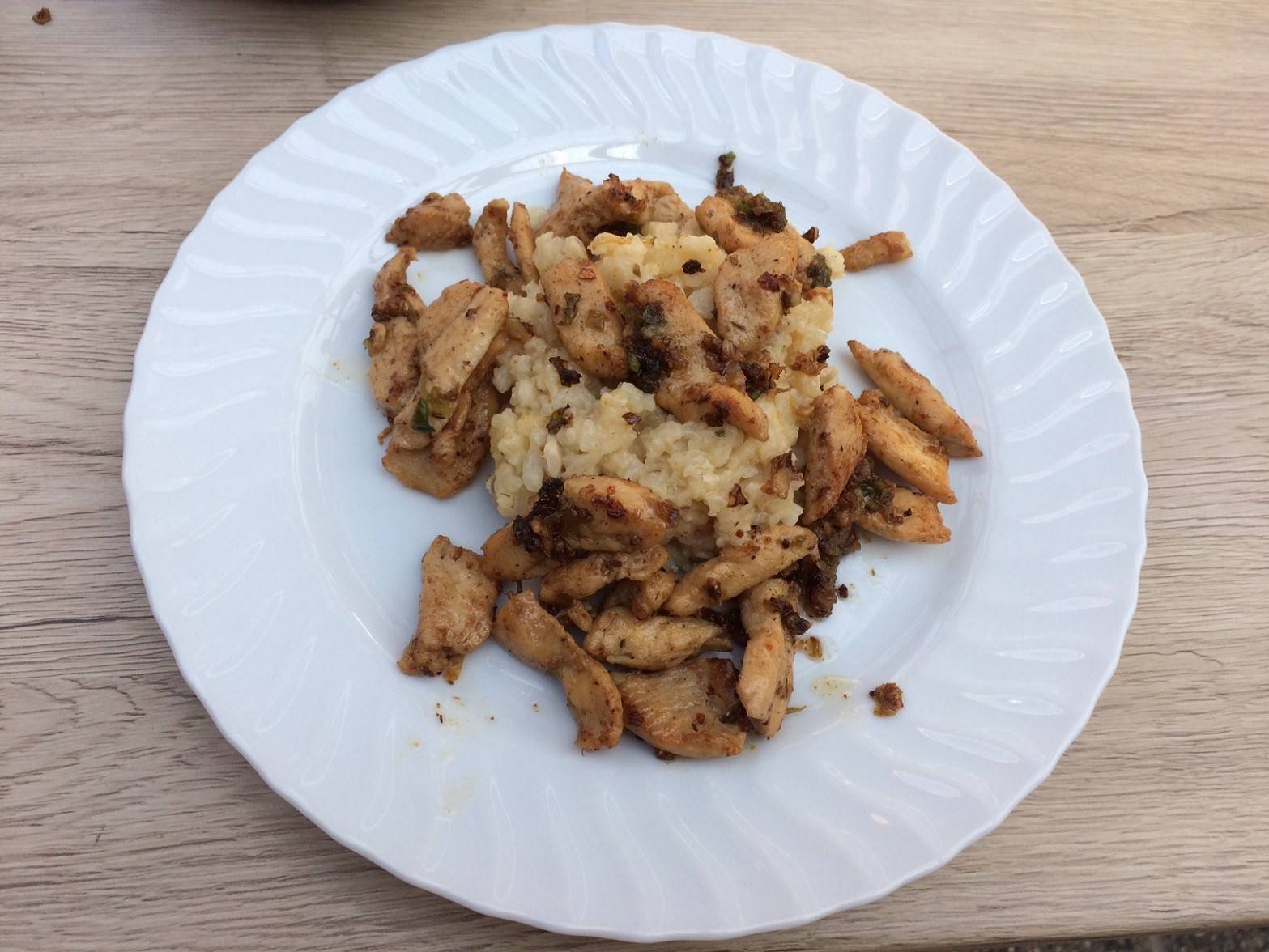 Risotto mit Hühnerstreifen Rezept - ichkoche.de