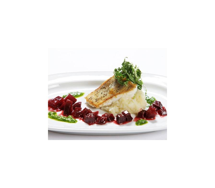 Gebratener Zander auf geröstetem Topinambur-Püree Rezept - ichkoche.at