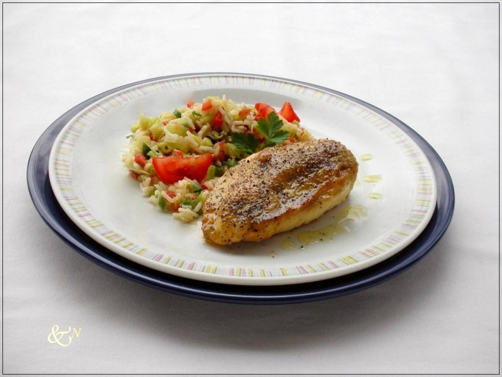 Hühnerbrust in Honigkruste mit Gemüsereis Rezept - ichkoche.ch